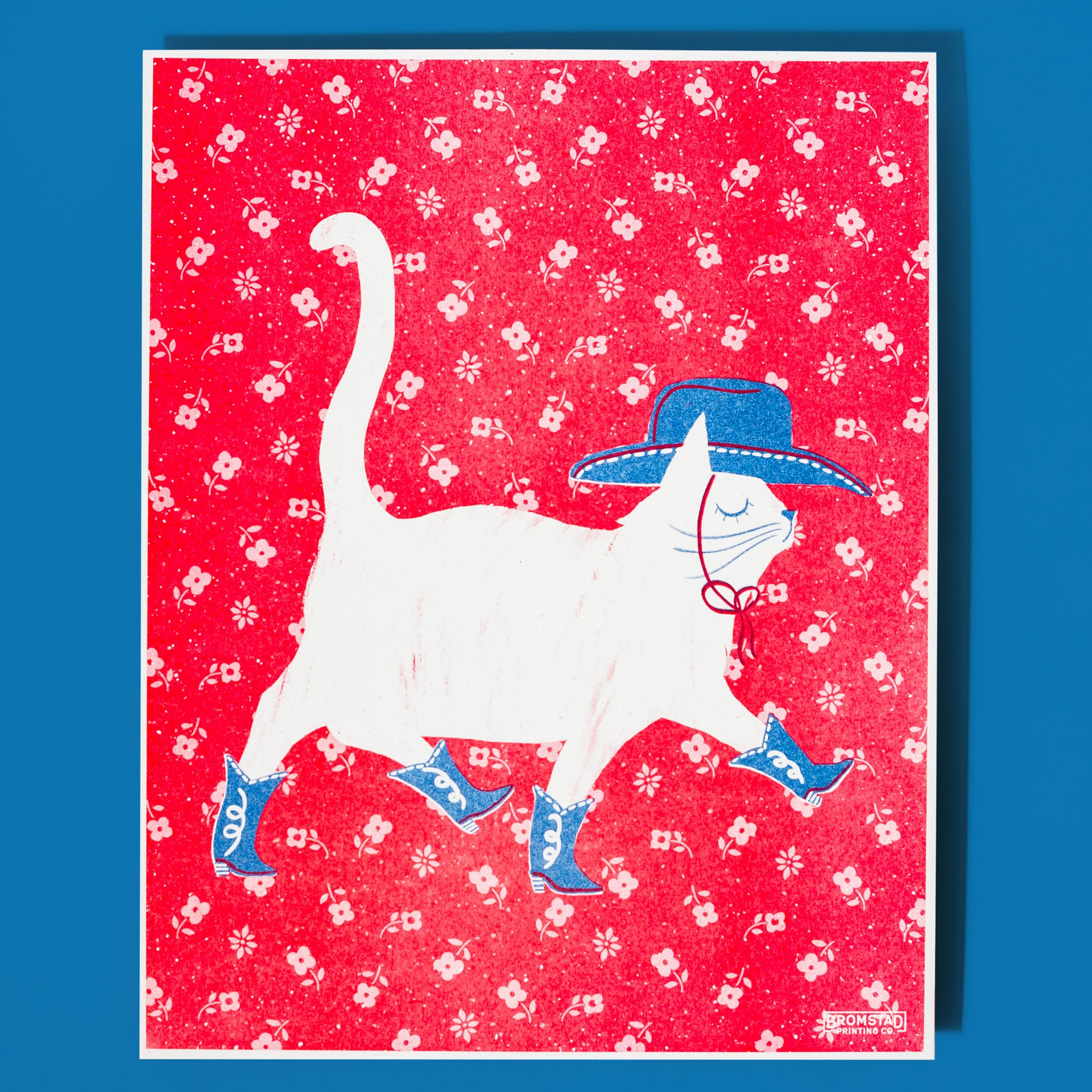 Cowboy Cat - Risograph Print – Bromstad Printing Co.