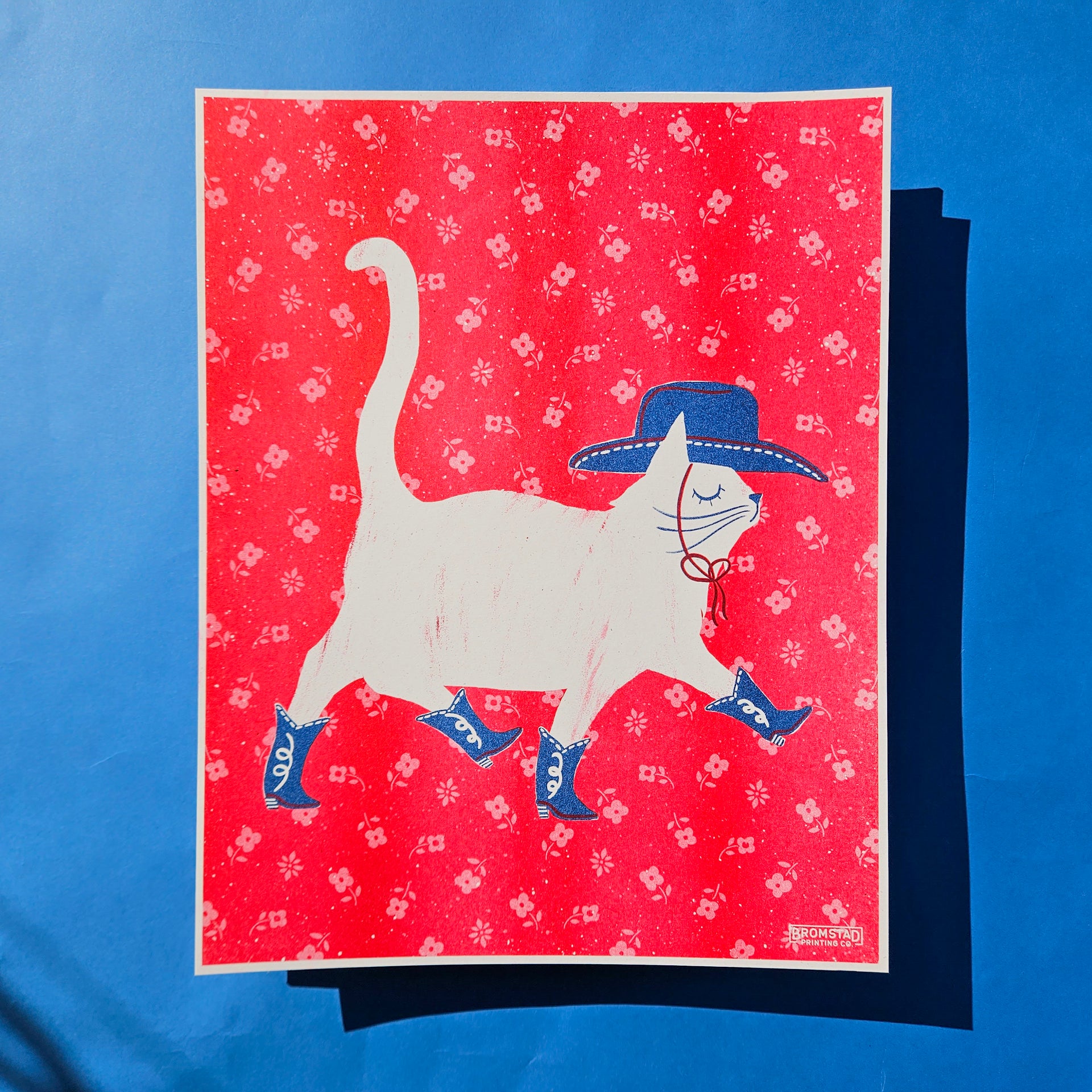 Cowboy Cat - Risograph Print – Bromstad Printing Co.